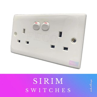 (SIRIM) 13A Double Switch Socket / Dua socket / Twin socket / PVC SOCKET / SOCKET DOUBLE ...
