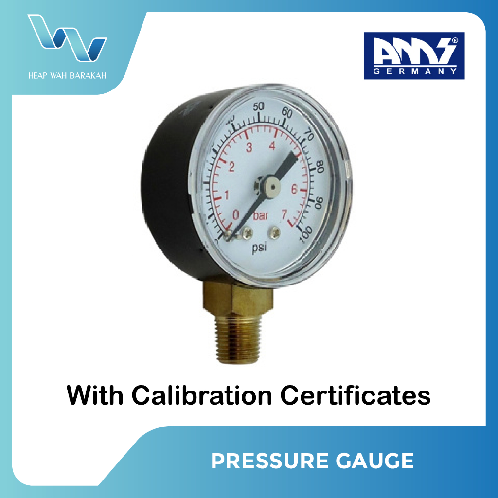 Pressure gauge 100MM With Calibration Certificates (AMS, VESS, ITRON ...