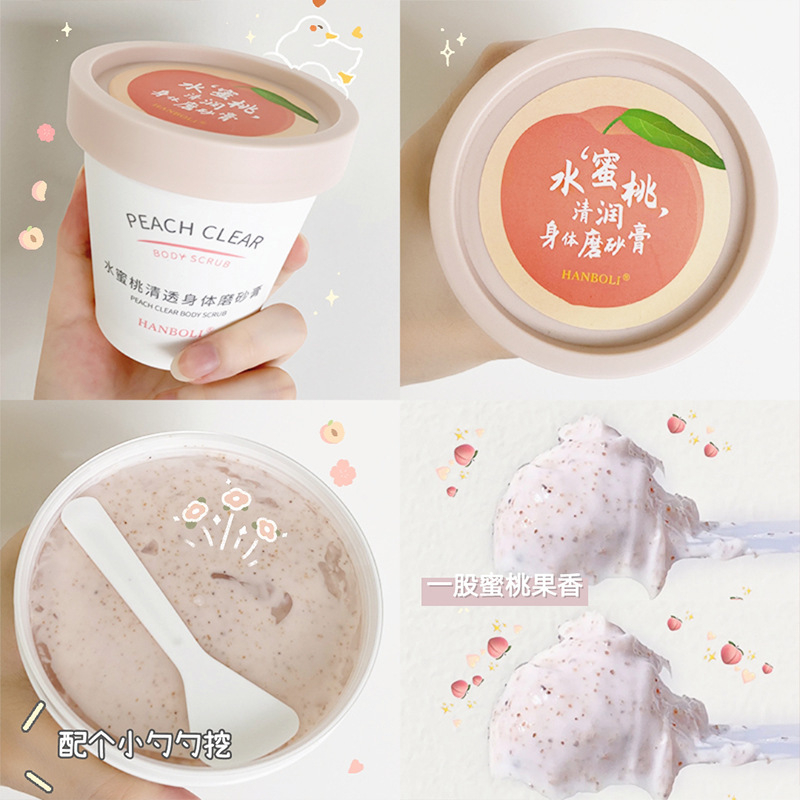 HANBOLI Body Scrub 黎芙莎身体磨砂膏美白 嫩肤 身体去角质去死皮角质搓泥宝 peach clear body scrub ...