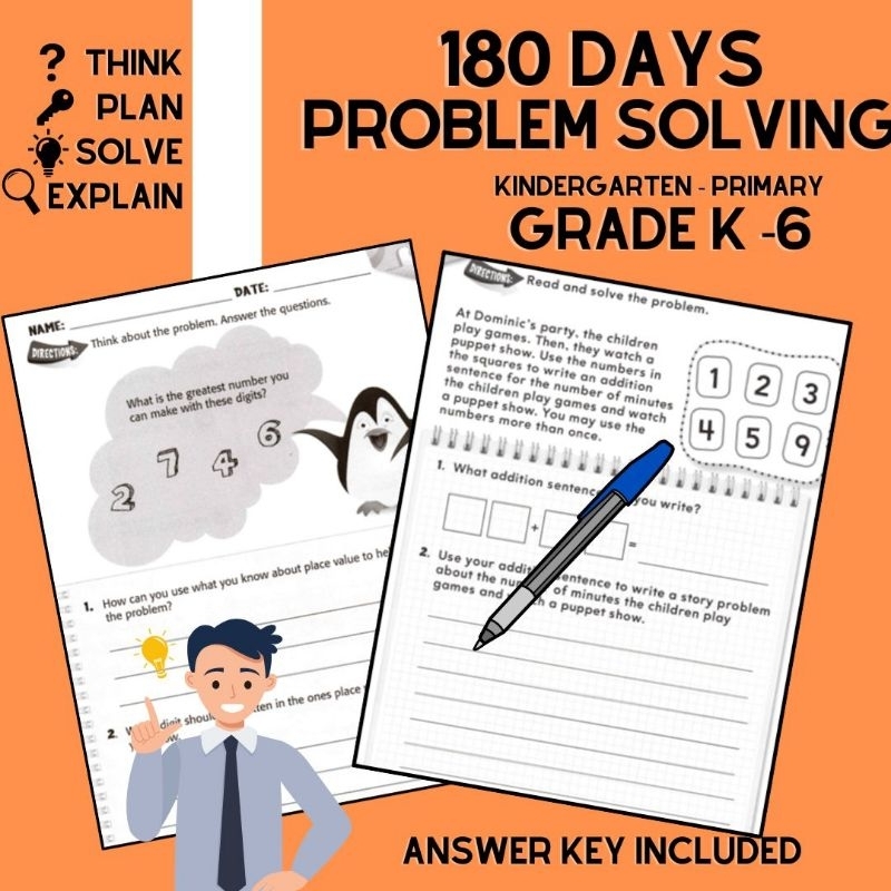 P1 Problem Solving Skills Workbook I 180 days practice Kindergarten to ...