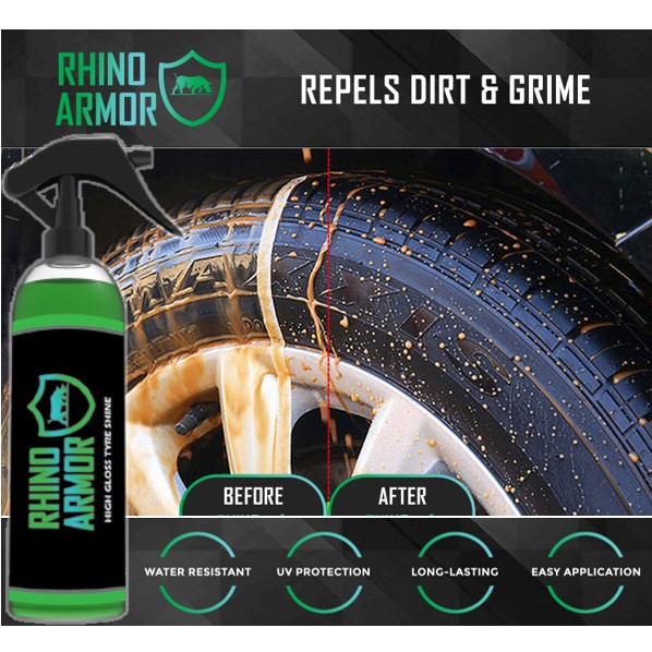 RHINO ARMOR Tire/ Tyre Polish Gloss / Repel water & Protect Tires ...
