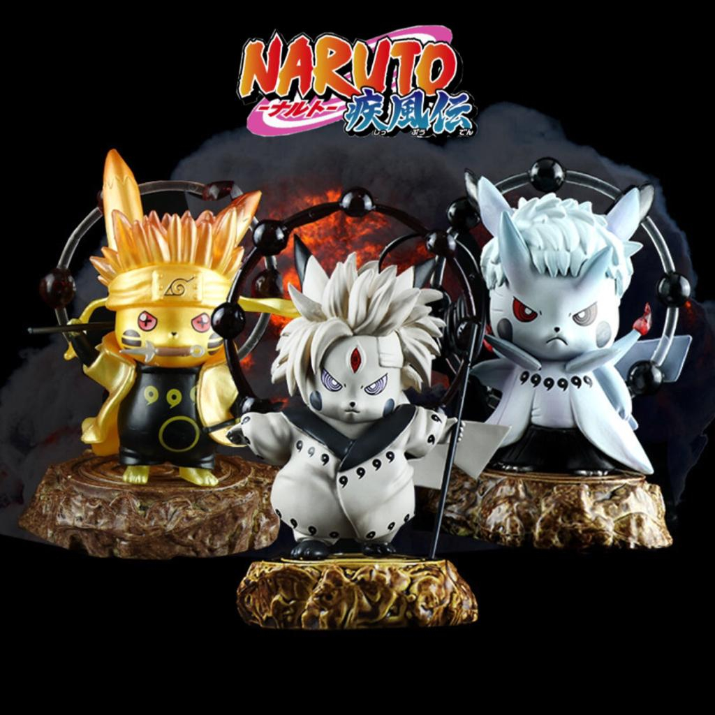 Pokemon x Naruto Shippuden Pikachu Cos Naruto Six Paths Mode White ...