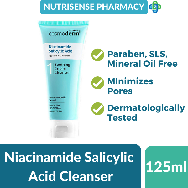 Cosmoderm Niacinamide Salicylic Soothing Cream Cleanser 125ml | Shopee ...
