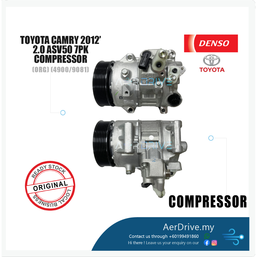 ORIGINAL DENSO TOYOTA CAMRY ASV50 2.0/2.5 2012 /LEXUS RX270 /ES250 7PK TSE17C COMPRESSOR ( 4900 ...