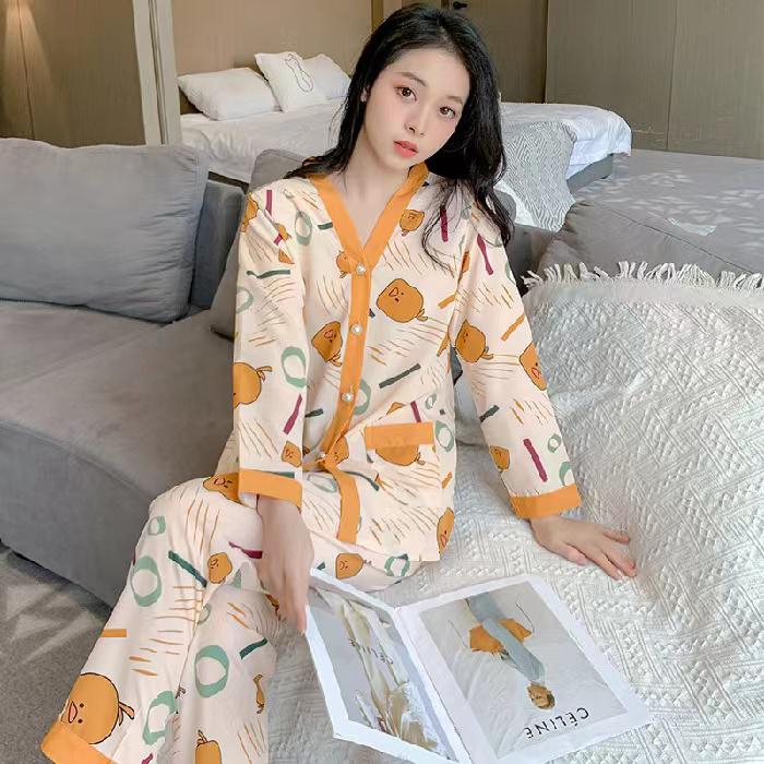 2 in 1 Set Korean Design Pyjamas Women Long Sleeve Silk Sleepwear ...