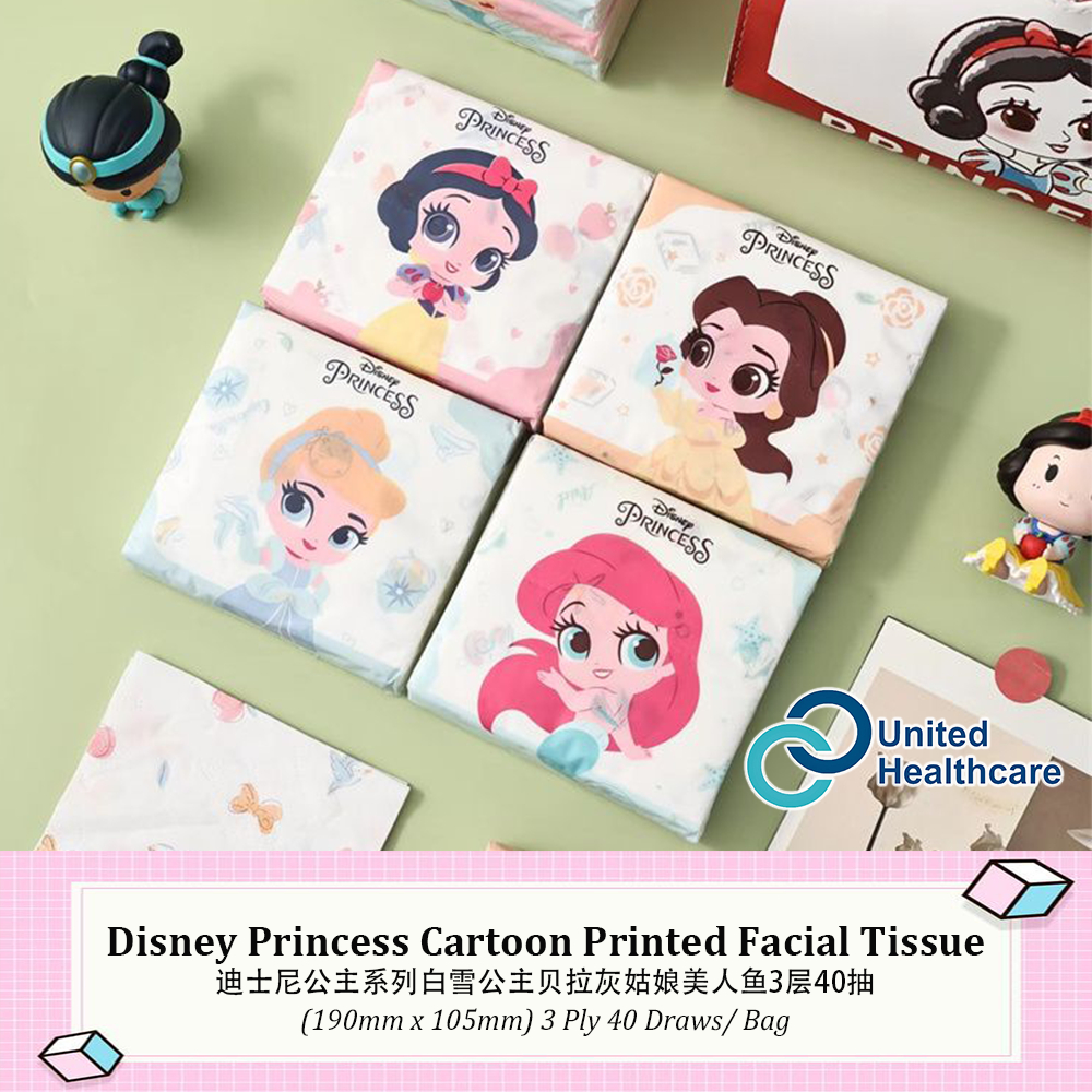 Disney Princess Cartoon Printed Facial Tissue (190mm x 105mm) 3 Ply 40 ...