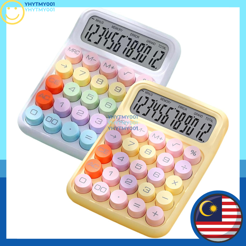 Candy Color Calculators 12 Digits Large Display Mechanical Dot Keyboard ...