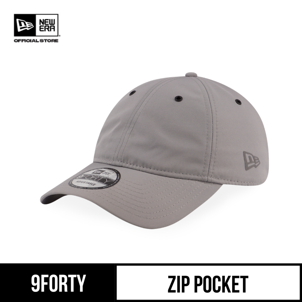 New Era 9FORTY Unstructured Zip Pocket Gray Adjustable Cap | Shopee ...