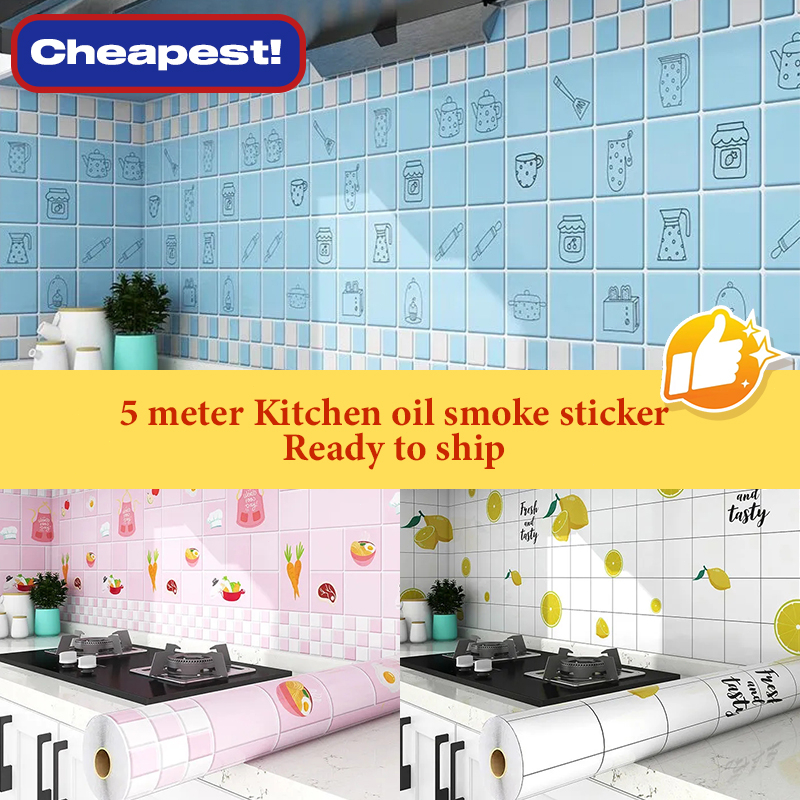 Ready Stock 5M Kitchen Oil-Proof Stickers Wall Fireproof High ...