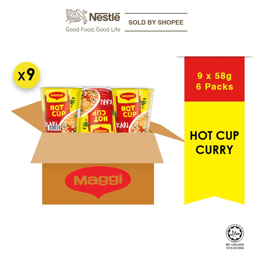 [Carton of 9] MAGGI Hot Cup Curry 58g x 6 cups (Halal) | Shopee Malaysia