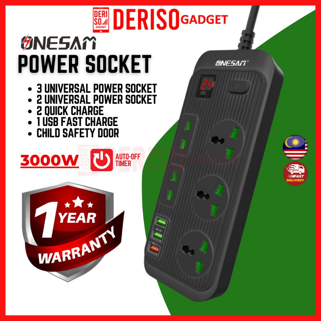 (1 Year Warranty) ONESAM Extension Plug Extension Socket Socket usb ...