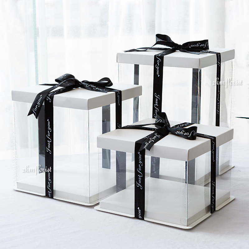 TRANSPARENT CAKE BOX 8/10/12inch 1-5 tier Extra Thick Kotak Hantaran ...