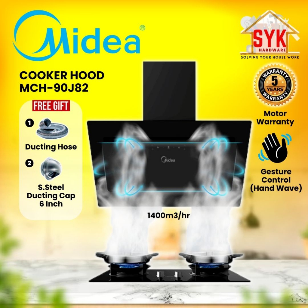 SYK Midea Kitchen Hood MCH-90J82 Cooker Hood Kitchen Gas Hob Stove ...