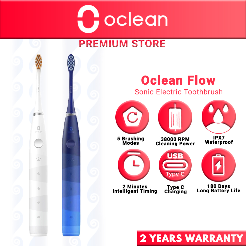 Oclean Flow Sonic Electric Toothbrush with Quiet Operation 5 Brushing Modes & USB-C Charging 2 ...