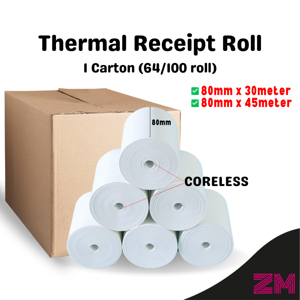 Thermal Receipt Roll Coreless Cashier Receipt Paper Roll for POS System ...