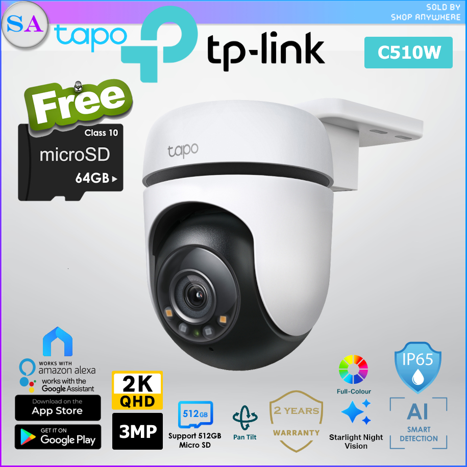 TP-Link Tapo C510W 2K CCTV Pan Tilt AI Outdoor Home WiFi Network Security Camera | Shopee Malaysia