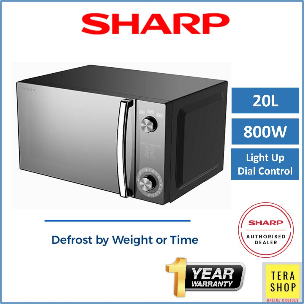Sharp R2121FGK 20L Microwave Oven 800W Mechanical Control Light Up Dial ...