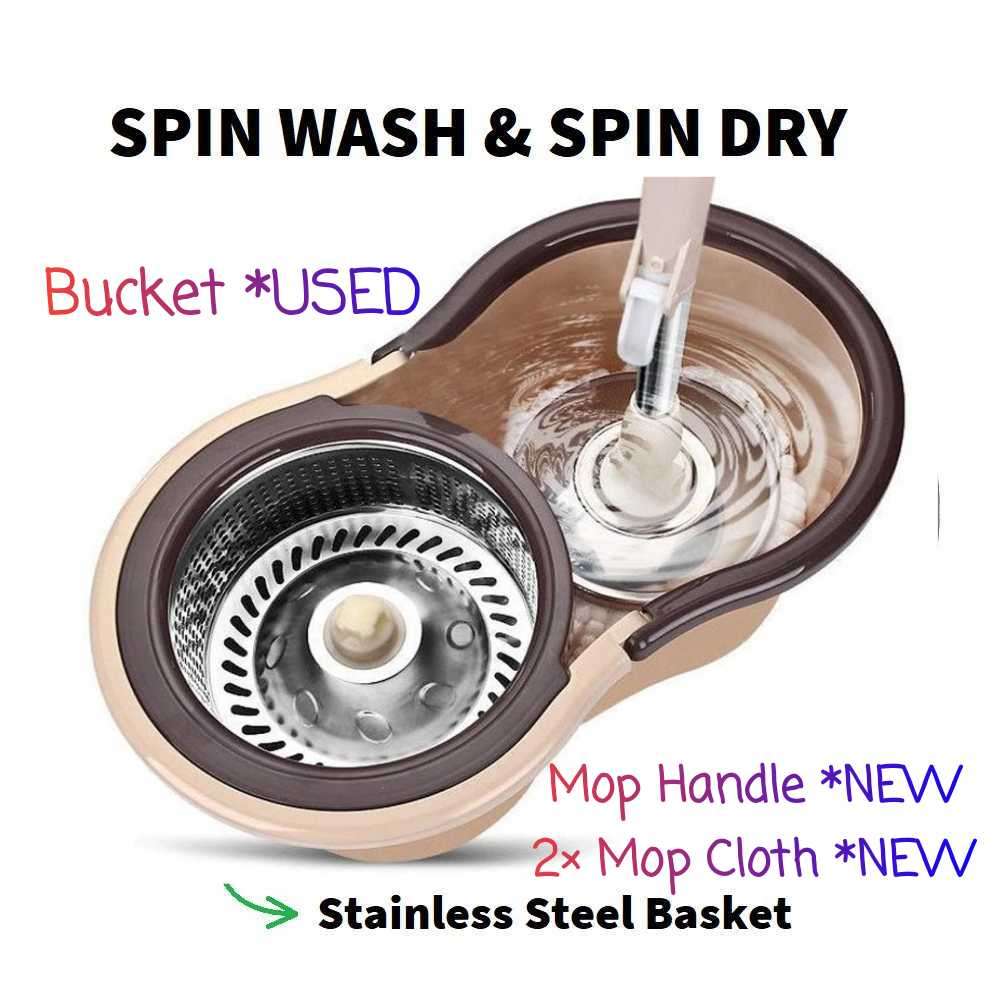 USED (Pre♥️) Simple Easy Spin Mop with Stainless Steel Basket | 360 ...