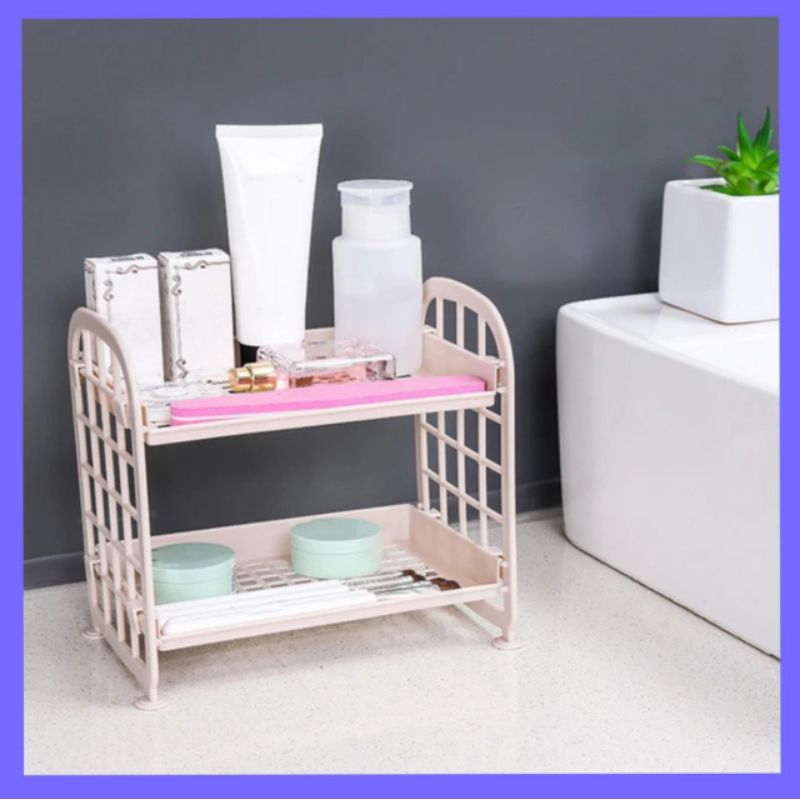 2-Tier Assembled Storage Shelf Plastic Countertop Shelf Kitchen ...