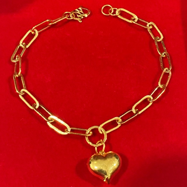 Stock Baru Rantai Tangan Padu Emas 916 Paper Clip Bajet Gantung Love ...