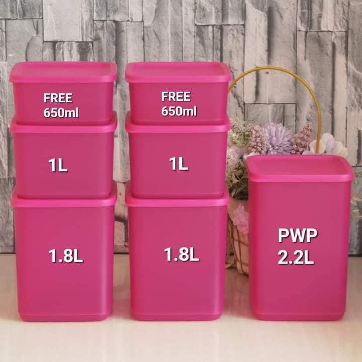 Tupperware So fresh Set Large Square Round Purple (650ml/ 1L/ 1.8L/ 2 ...