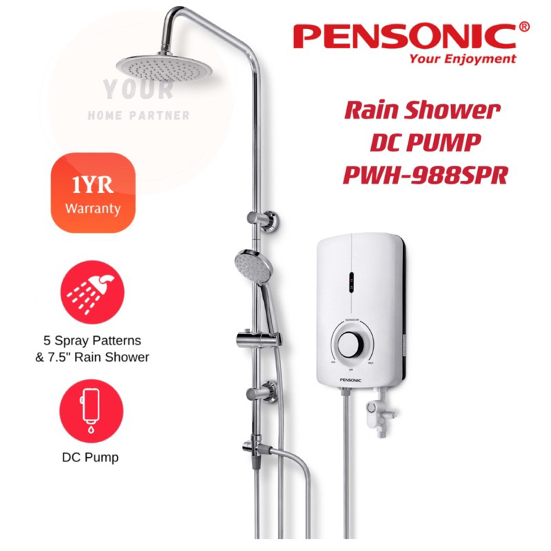 Pensonic Rain Shower Water Heater DC Inverter Pump PWH-988SPR | Shopee ...