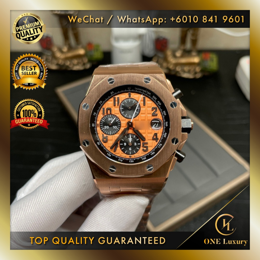 🔥SWISS TOP QUALITY🔥 R0YAL 0AK 0FFSH0RE 42MM CHRONOGRH 26470OR 18K ROSE ...