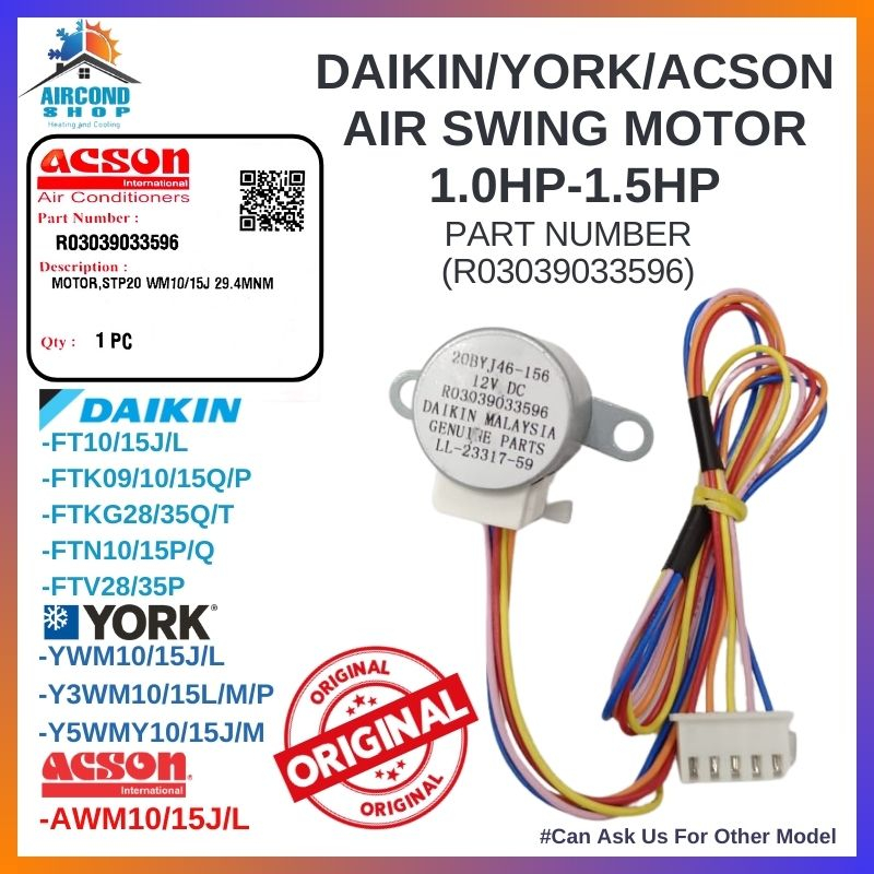 DAIKIN/YORK/ACSON AIR-CONDITIONER AIR SWING MOTOR 1.0HP-1.5HP ORIGINAL ...
