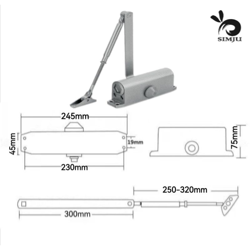 Heavy Duty Automatic Door Closer Adjustable Hydraulic Door Closer ...
