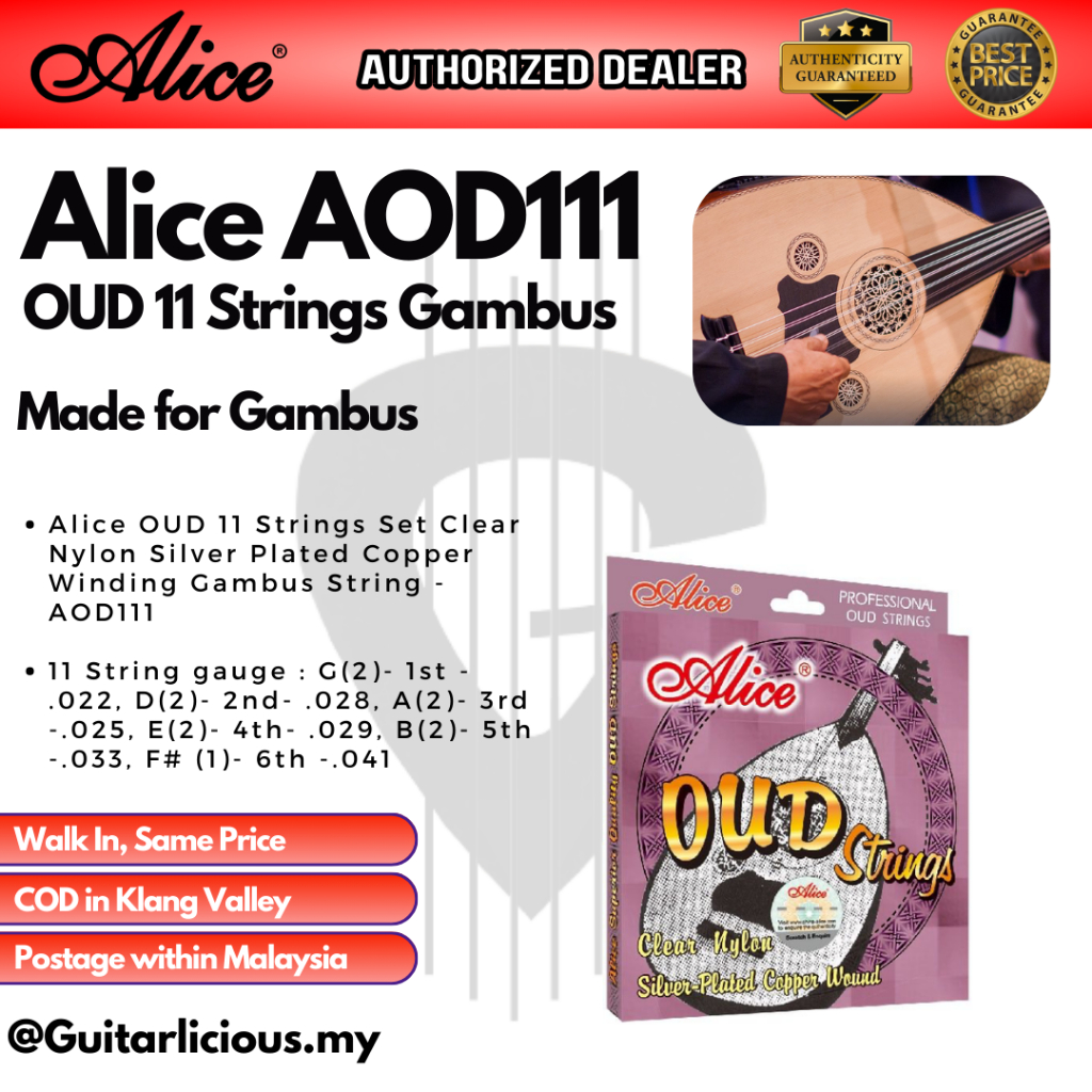 Alice Oud 11 Strings Set Clear Nylon Silver Plated Copper Winding Gambus String Aod111