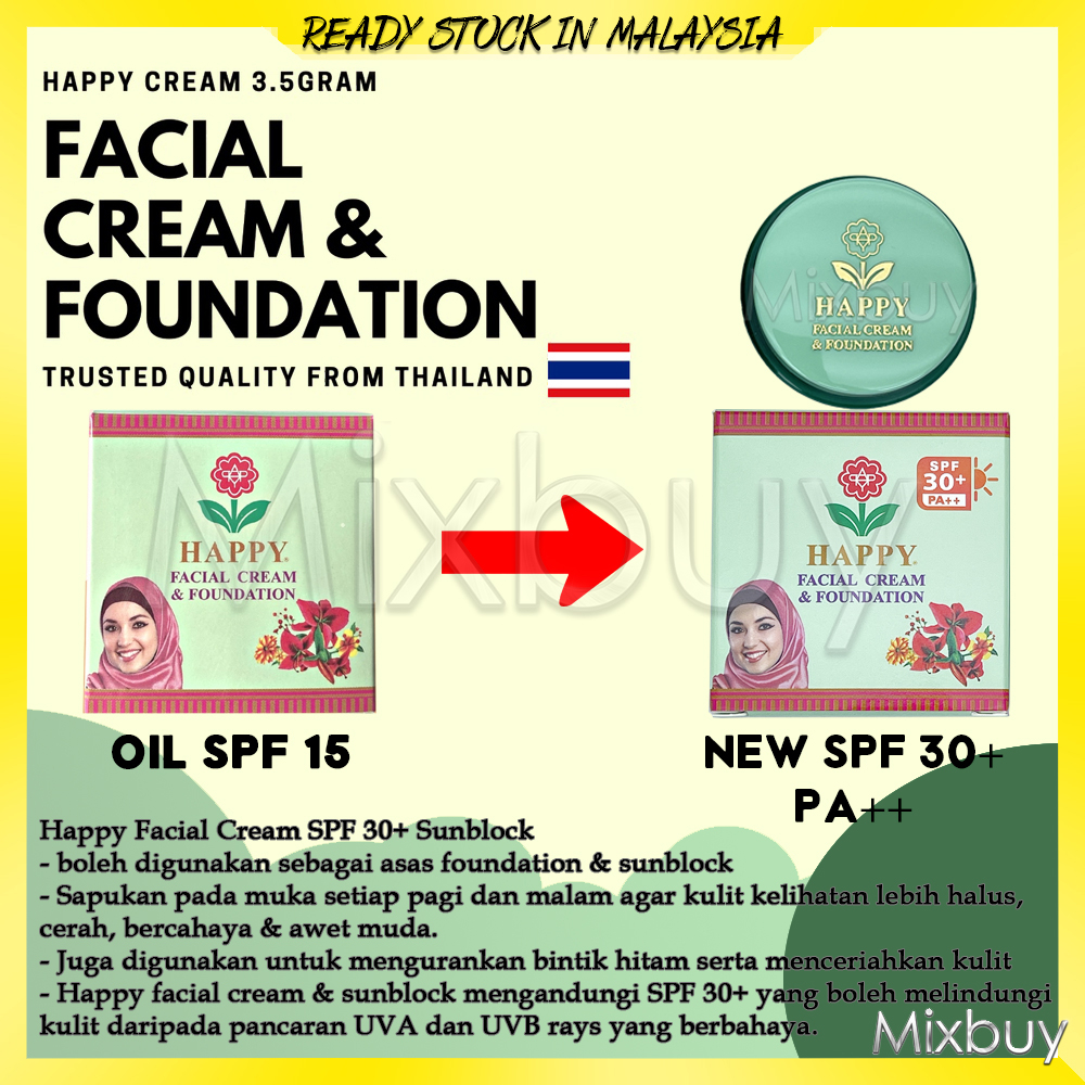 Happy Facial Cream Sunblock Spf30+ PA++ 3.5g | Shopee Malaysia