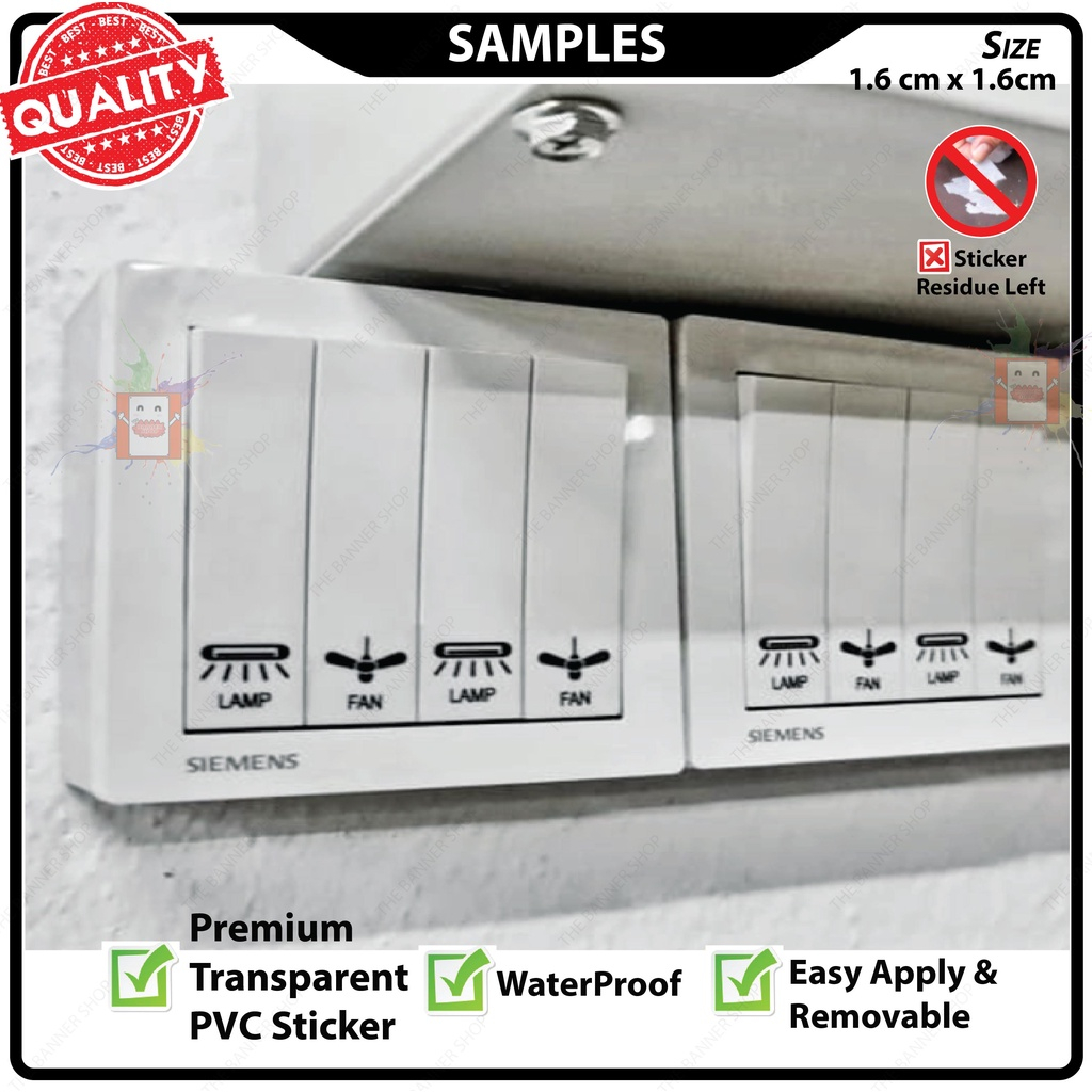 CFS598 Switch Suis Plug Lampu Kipas Stiker Sticker Vinyl Decal House ...