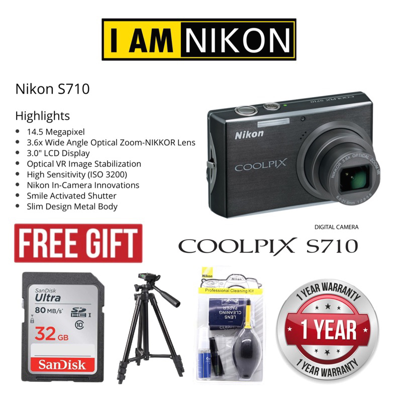 Nikon Coolpix S710 Metal Body Point And Shoot Compact Camera original ...