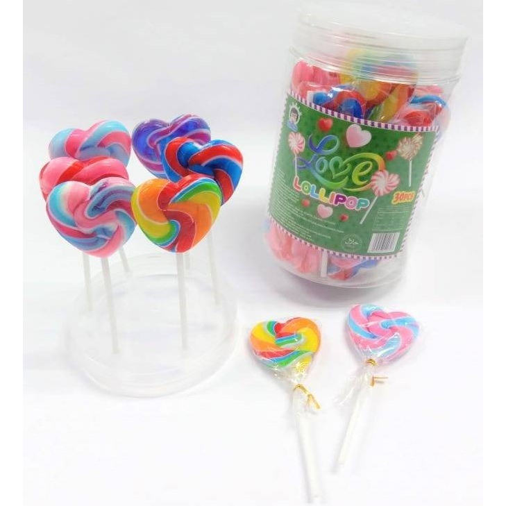 30 Pcs Colorful Heart Love/ LGiraffe Lollipop in Bottle Fruit Flavoured HALAL (LOCAL READY ...