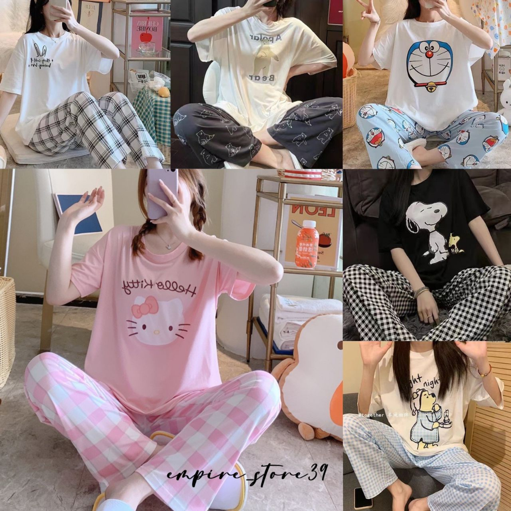 Ready Stock Malaysia Pajamas Set Pyajamas Women Ladies Baju Tidur ...