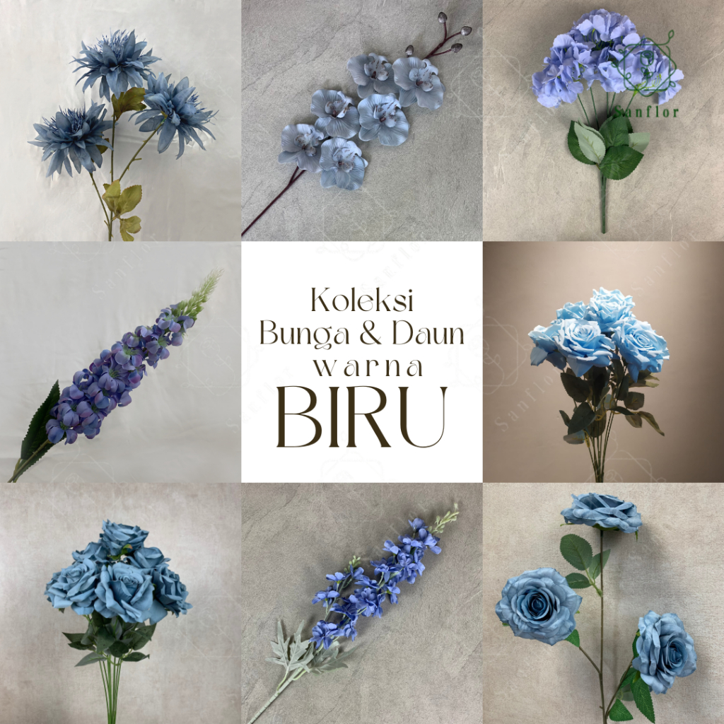 (Local Ready Stock!) BLUE/BIRU Collection Bunga Hiasan Artificial ...
