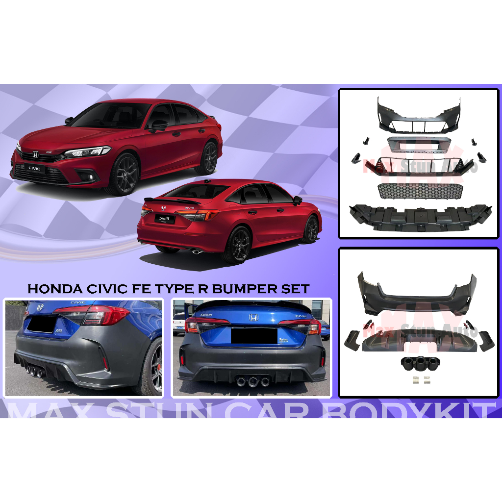 HONDA CIVIC FE 2022 11th GEN TYPE-R BUMPER DEPAN BUMPER BELAKANG NEW CIVIC TYPE R FRONT BUMPER ...