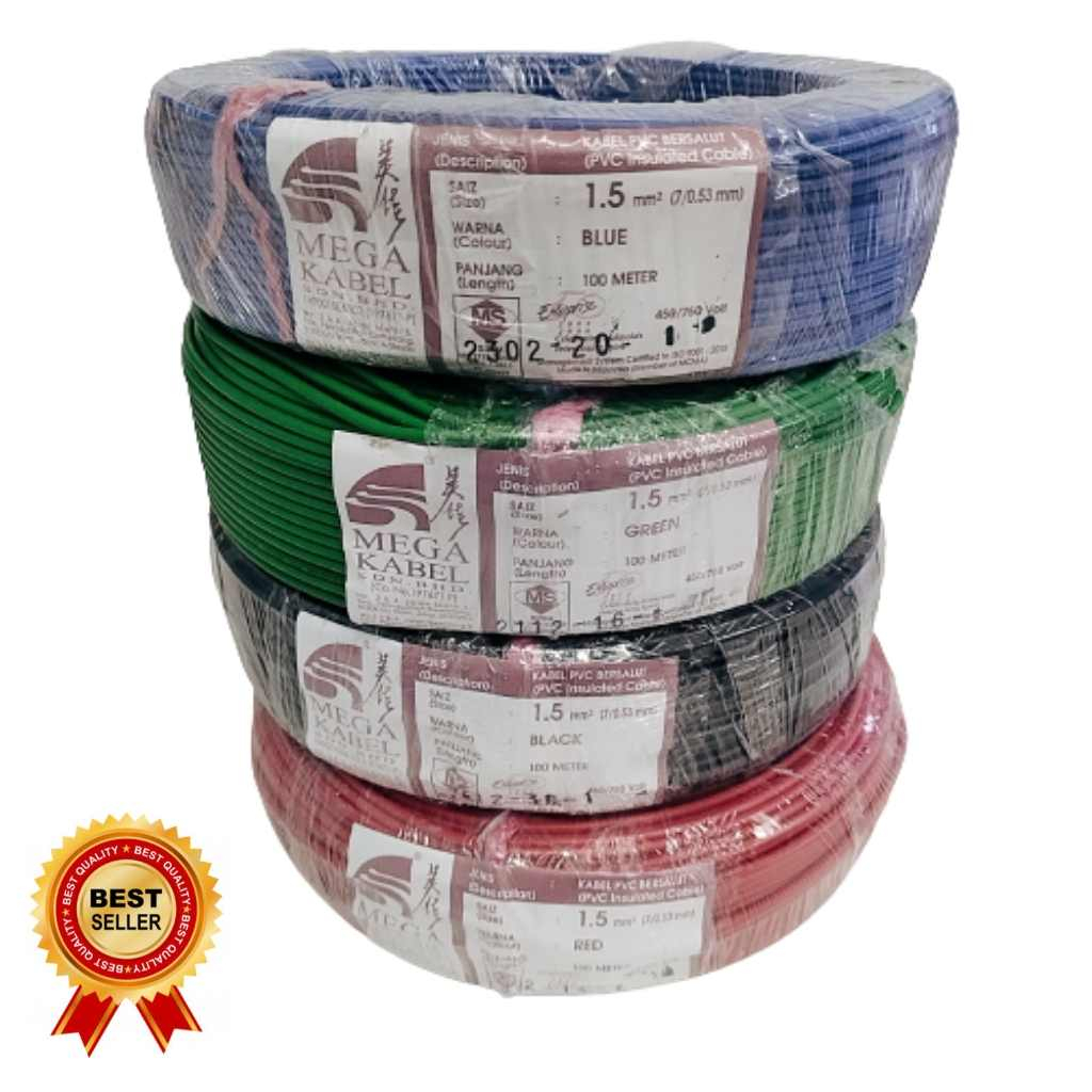 (ORIGINAL) MEGA CABLE MEGA WAYAR 20 FEET , KABEL MEGA 2.5MM 1.5MM 4MM ...