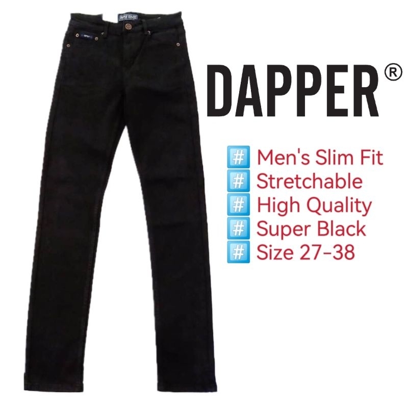 New Arrival Dapper Men's Jeans Slim Fit Super Black | Shopee Malaysia