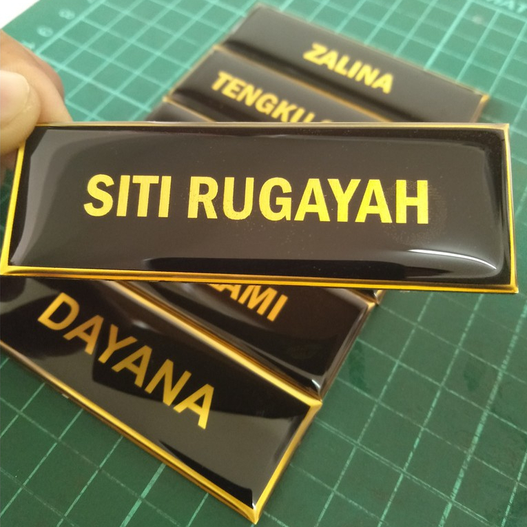 Name Tag Epoxy Acrylic Hitam Gold (75X25mm) | Shopee Malaysia