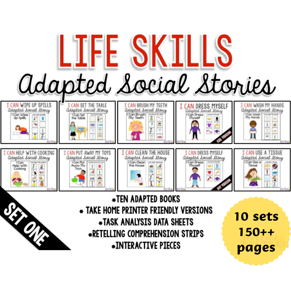 A445 – [PDF] Life Skills Adapted Social Stories Busy Book 10 sets 150 ...