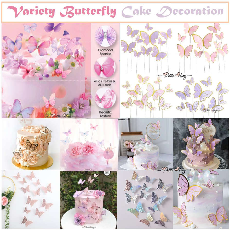 [Petite Houz] 40+ Types Variety Butterfly Cake Deco Topper Decoration ...