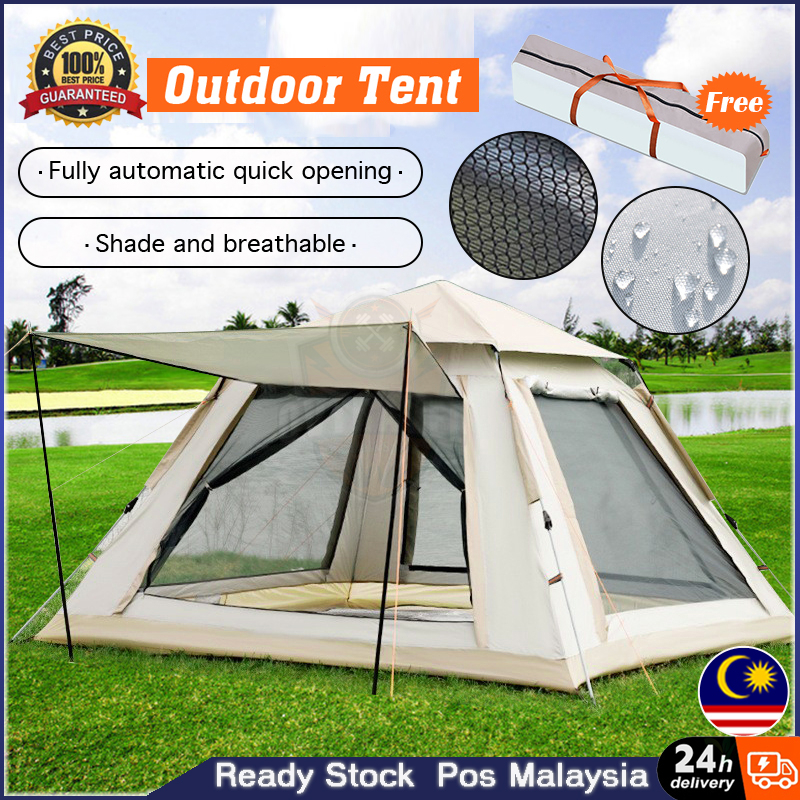 khemah Fully Automatic Tent 3-8 Person Camping Waterproof Tent Family ...