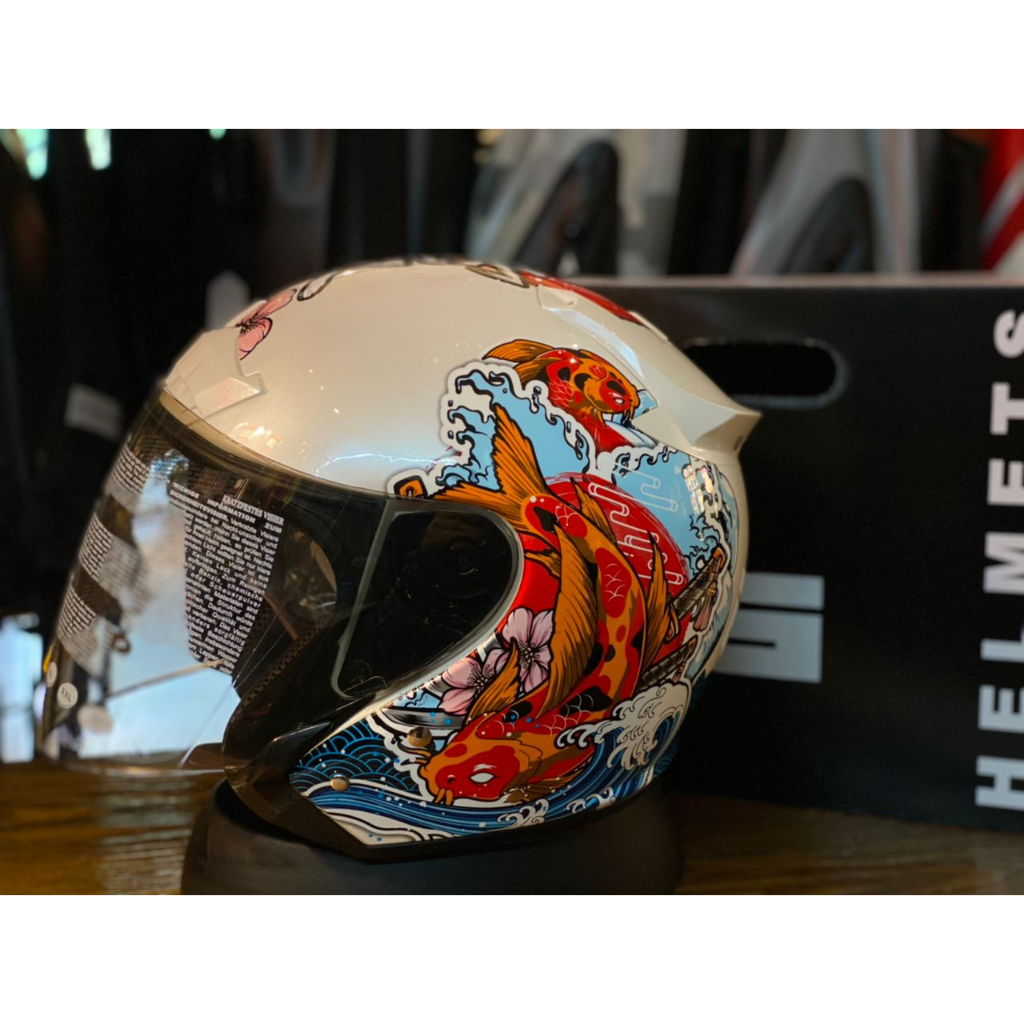 HELMET ZEUS KOI BLACK/WHITE | Shopee Malaysia
