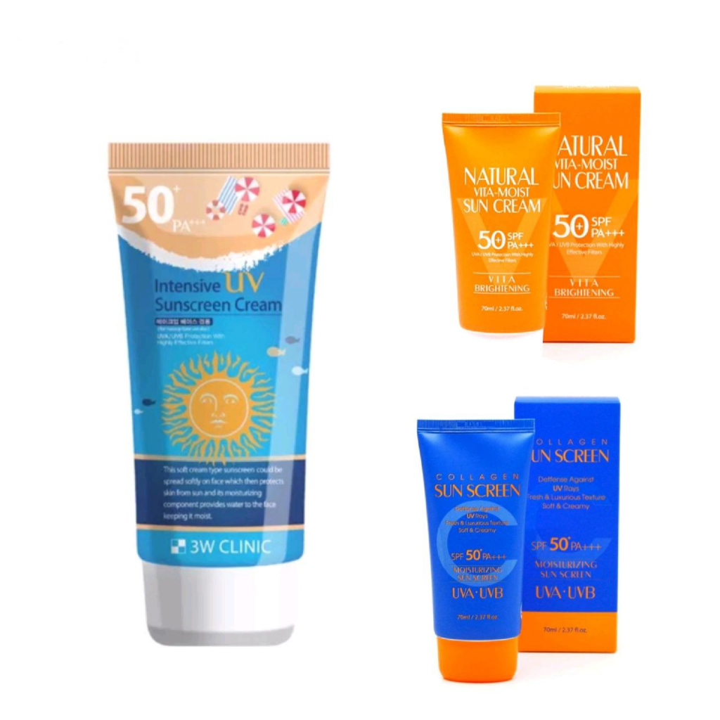 3W Clinic Sunscreen Natural Vita-Moist Sun Cream | Intensive UV ...