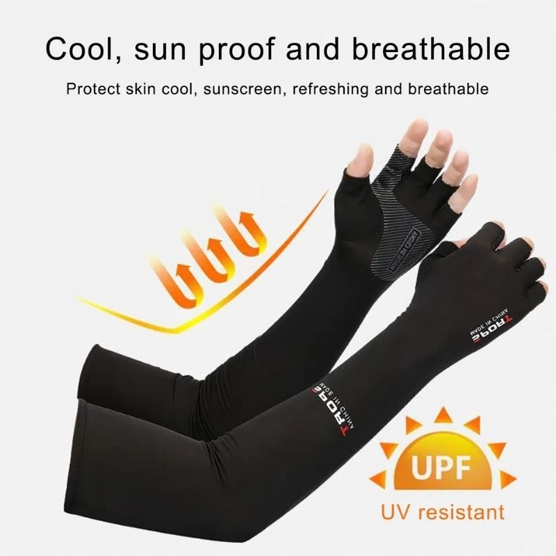 Ice Silk Arm Sleeve UV Protection Cooling Hand Sock Ice Silk Glove Arm ...