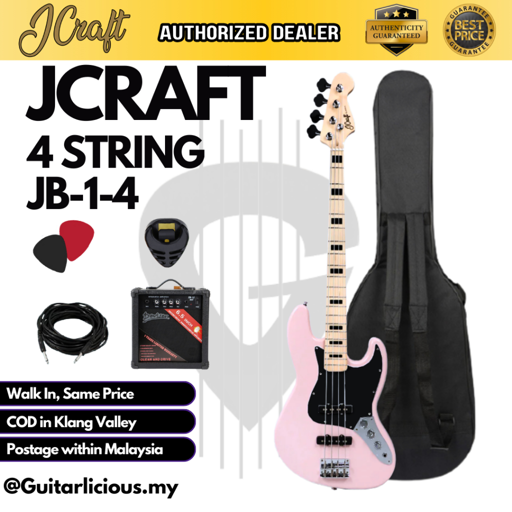 JCRAFT 4 String Jazz Bass Electric Guitar with Passive Pick up ( JCraft / JB14 / JB-1-4 ...