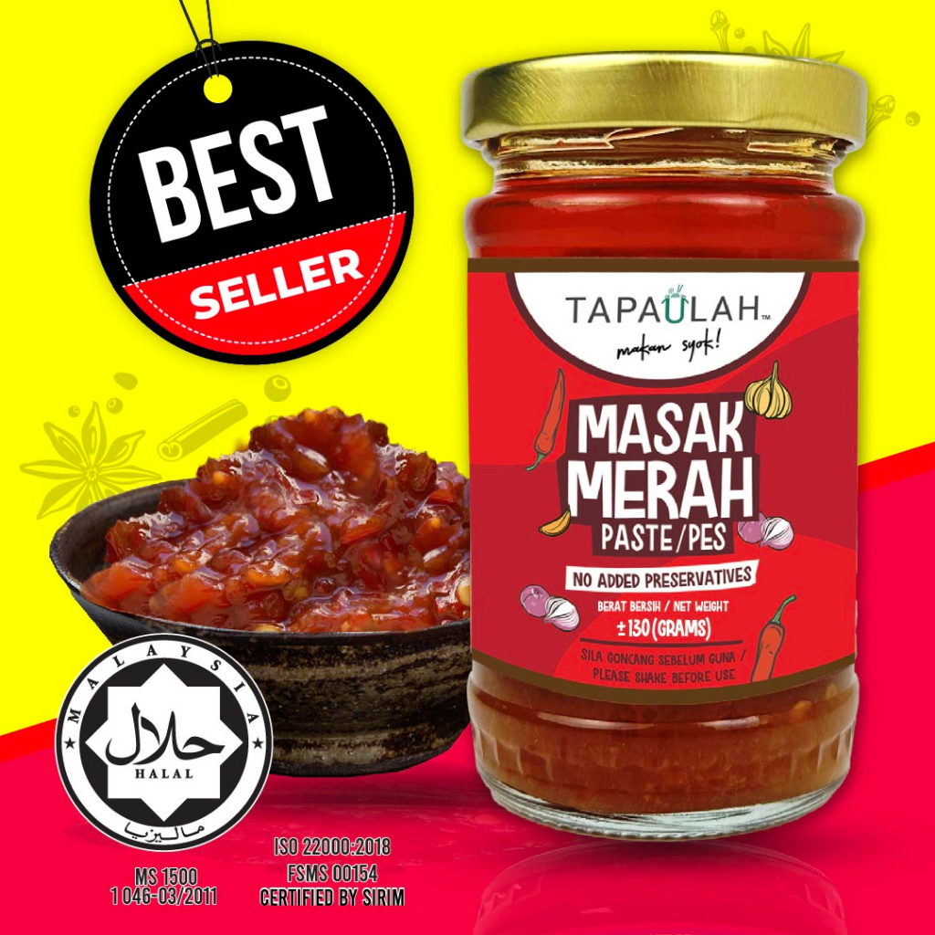 Masak Merah Paste 130g (Halal, Tiada Pengawet dan Sedia untuk di Masak dalam masa 5 minit ...