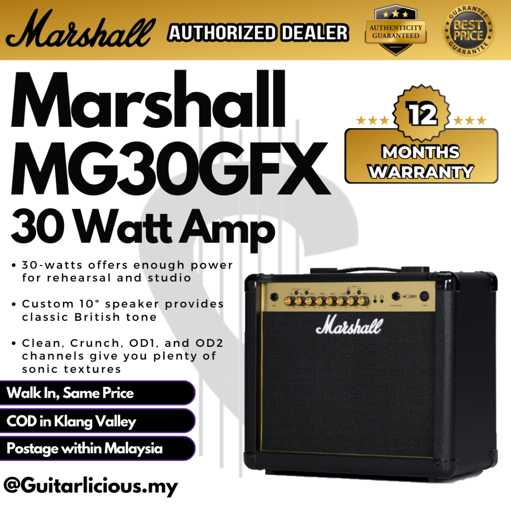 MARSHALL 30 Watts Guitar Combo Amplifier (MG30GFX/ MG30) gitar lektrik ...