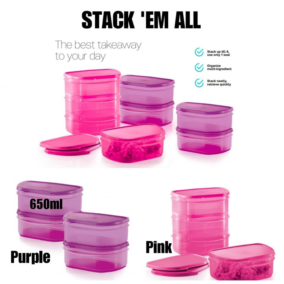 Tupperware Half Fridge Stackable / Stack Em All 650ml - 1 PC | Shopee ...